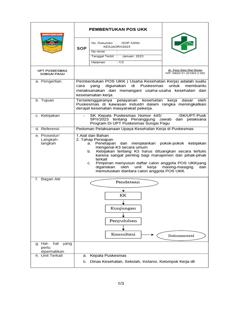 SOP Pembentukan Pos UKK | PDF | Bisnis | Sains & Matematika