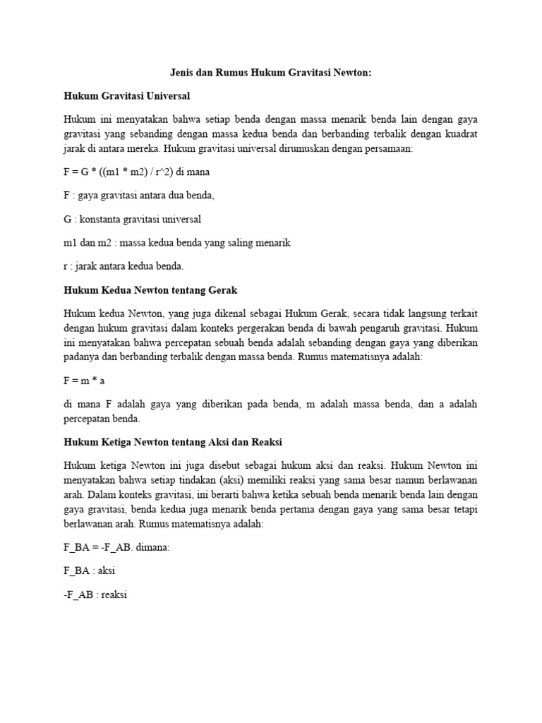 Hukum Gravitasi dan Gerak Newton | PDF