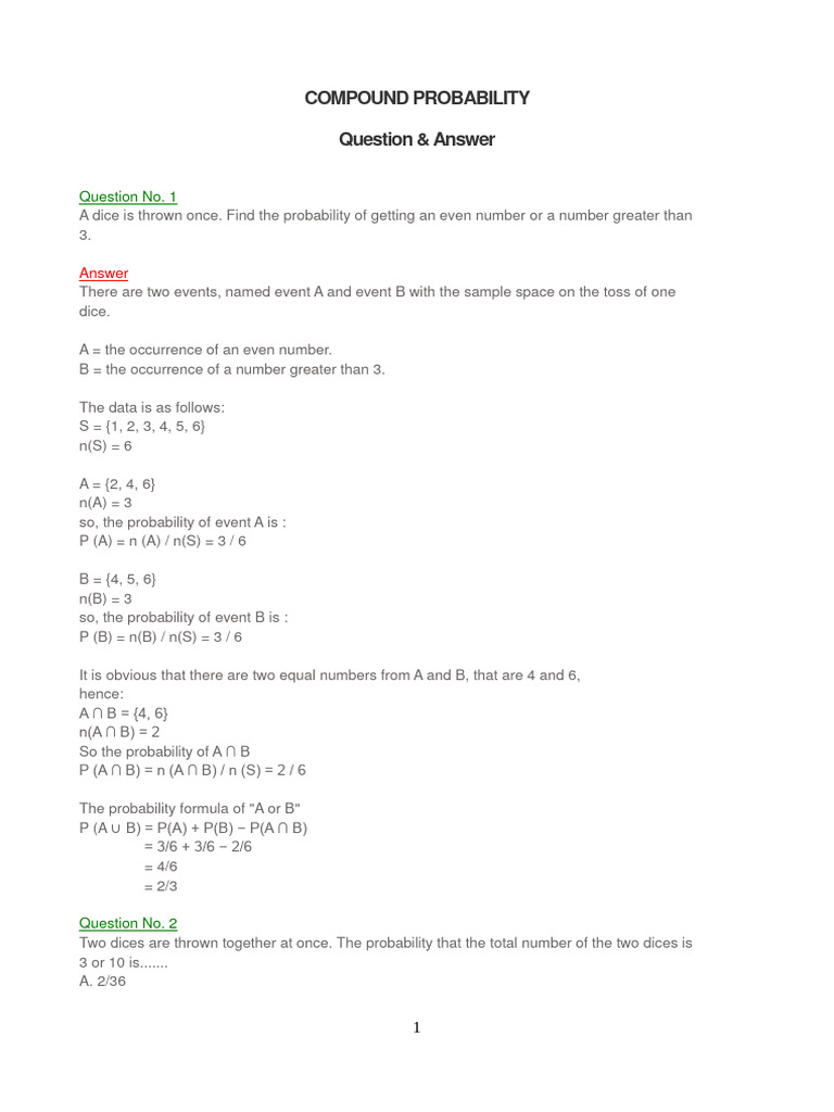 Compound Probability | PDF | Probability | Mathematical Concepts