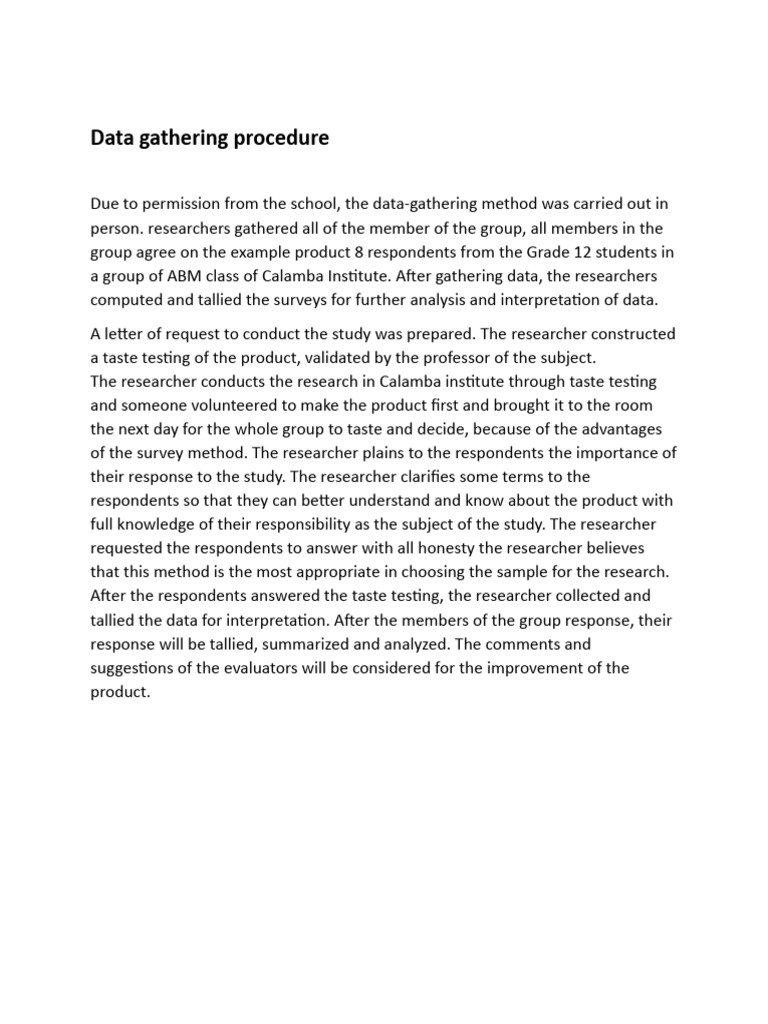 Data Gathering Procedure | PDF | Career & Growth