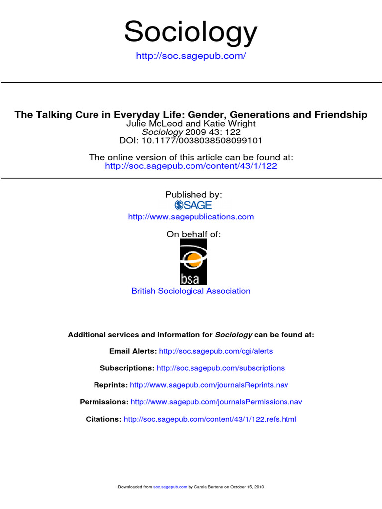 (Julie McLeod and Katie Wright) The Talking Cure in Everyday Life ...