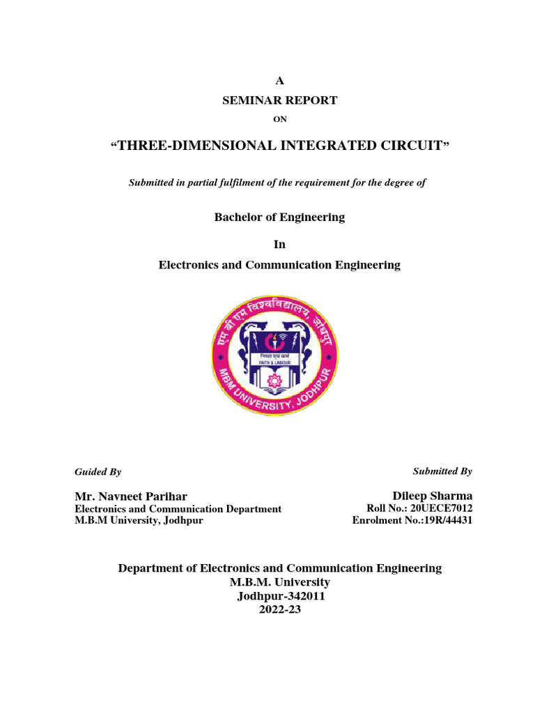 Three-Dimensional Integrated Circuit Report | PDF | Integrated Circuit ...