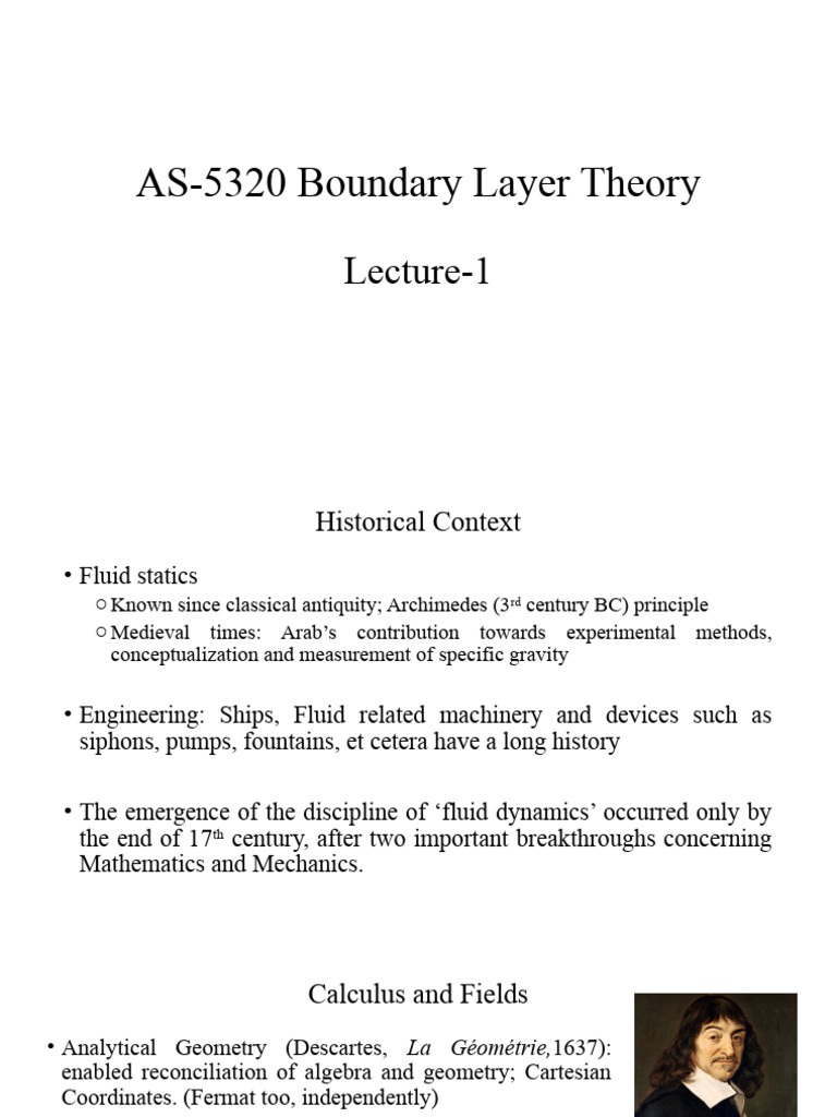 AS-5320 Boundary Layer Theory: Lecture-1 | PDF | Fluid Mechanics | Continuum Mechanics