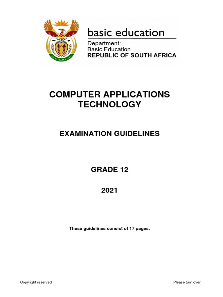 Computer Application Technology GR 12 Exam Guidelines 2021 Eng | PDF ...