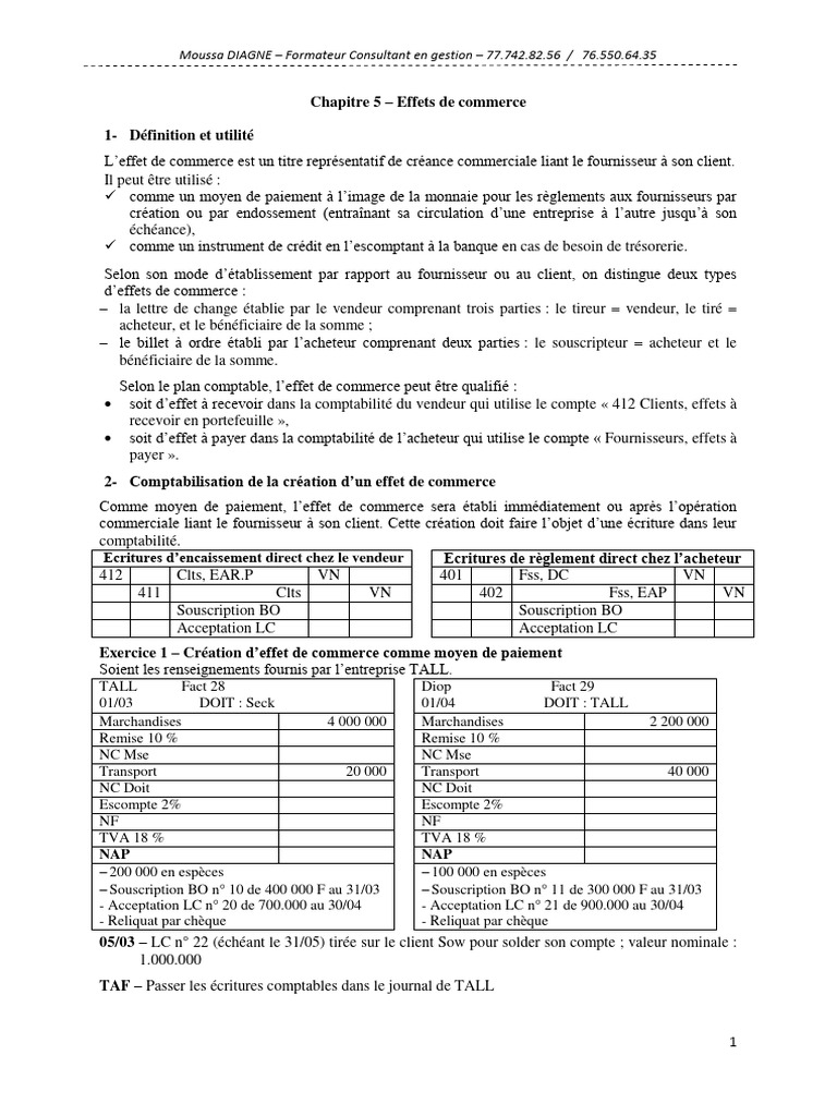 Gestion des Effets de Commerce | PDF | Effet de commerce | Économie