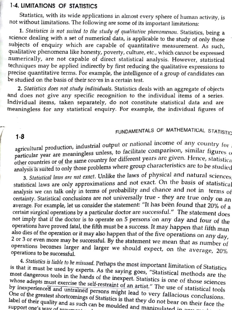 Limitations of Statistics | PDF | Statistics | Quantitative Research