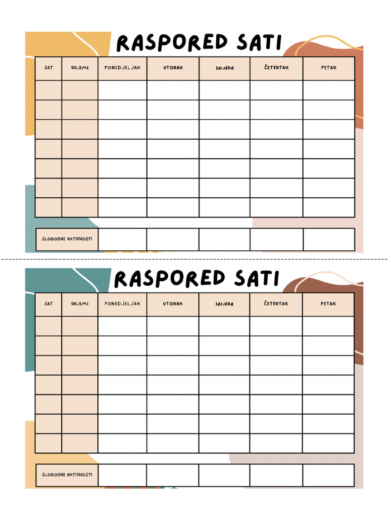 Raspored Sati (Print) | PDF