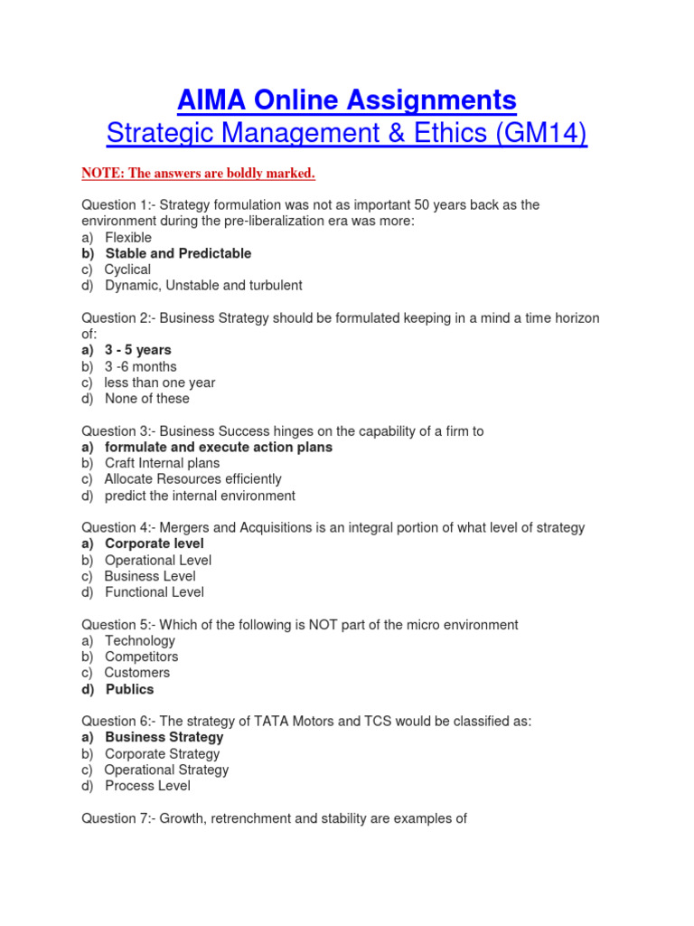 Corporate Strategy MCQ SM | PDF | Strategic Management | Business