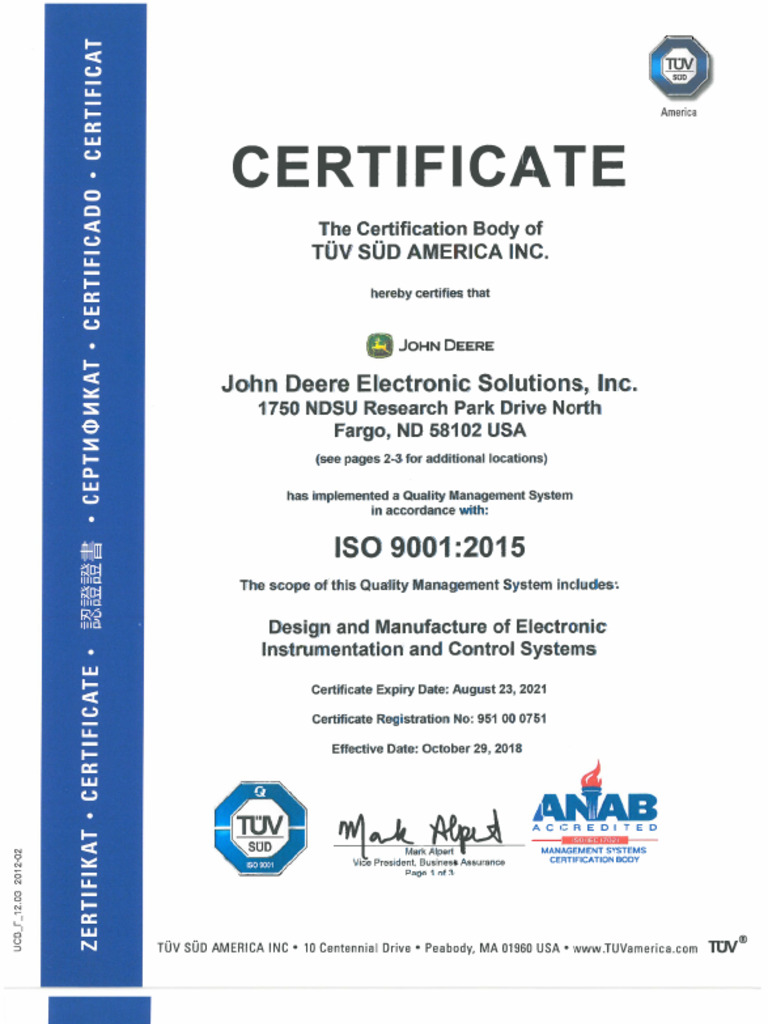 TUV ISO 9001-2015 Cert - 2018-10-30 | PDF