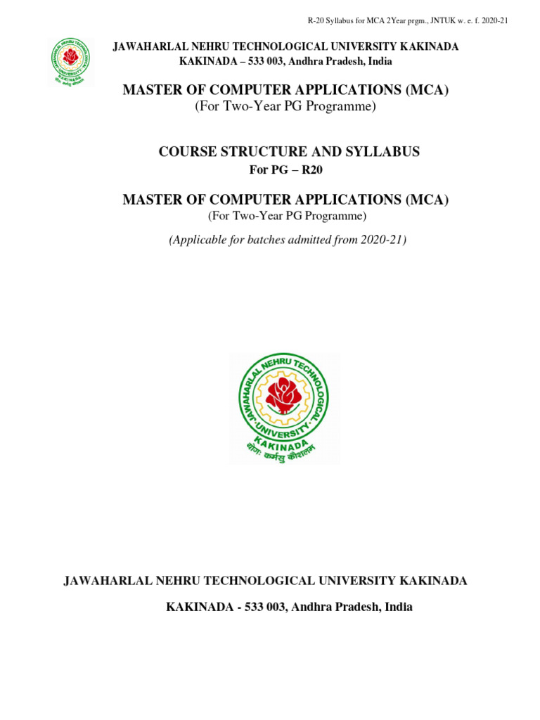 R20 MCA 2 Years CS Syllabus | PDF | Estimator | Inheritance (Object Oriented Programming)