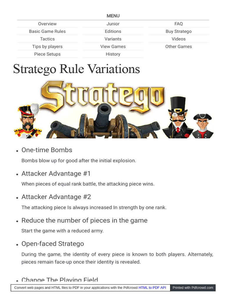WWW Ultraboardgames Com Stratego Alternative Rules PHP | PDF ...