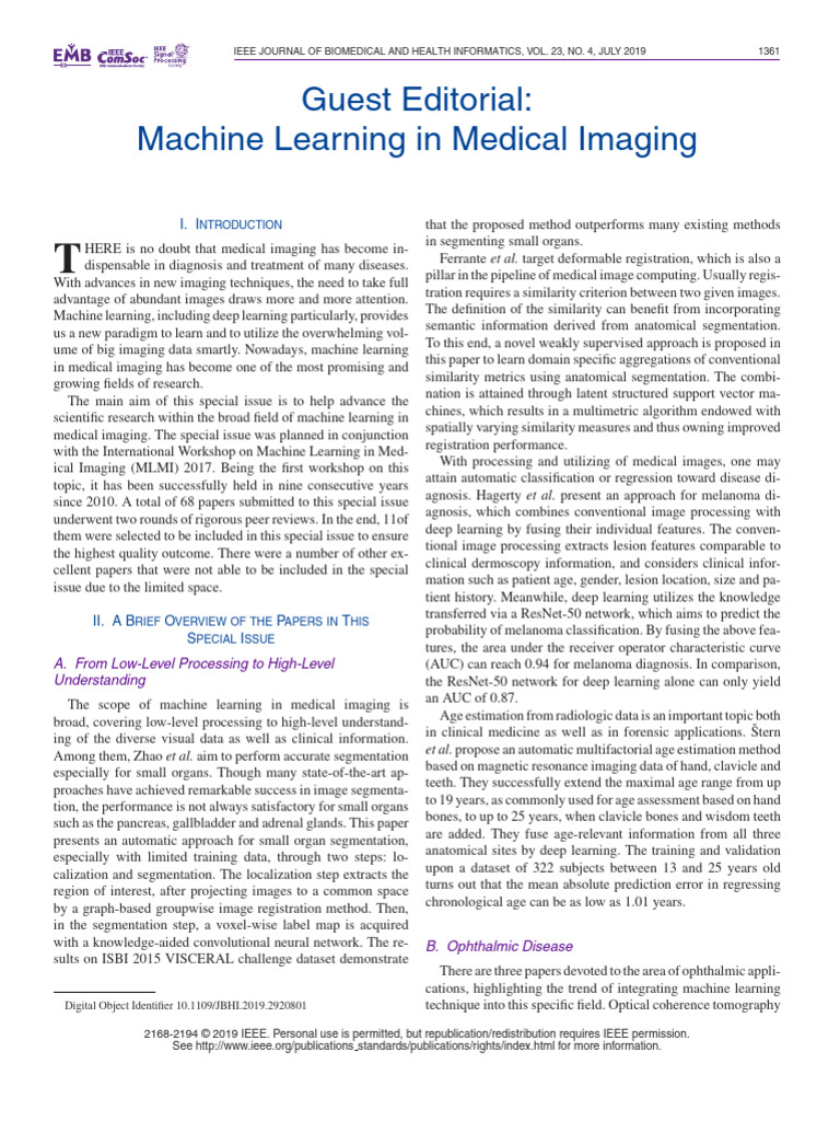 Machine Learning in Medical Imaging | PDF | Image Segmentation ...