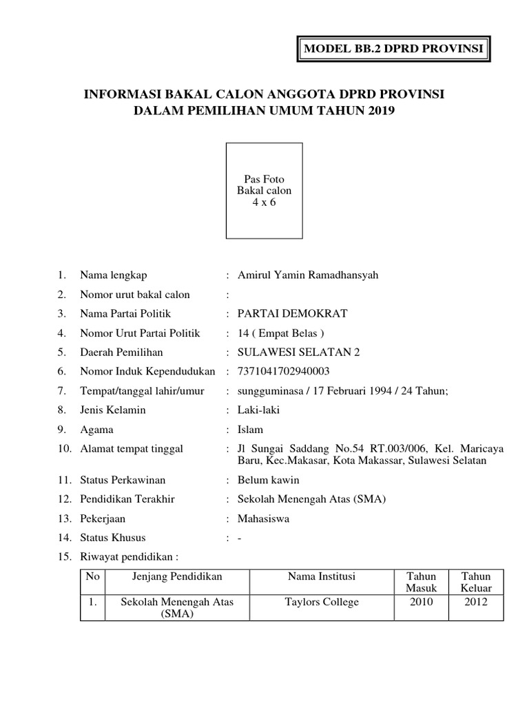 Form Kpu BB2 | PDF