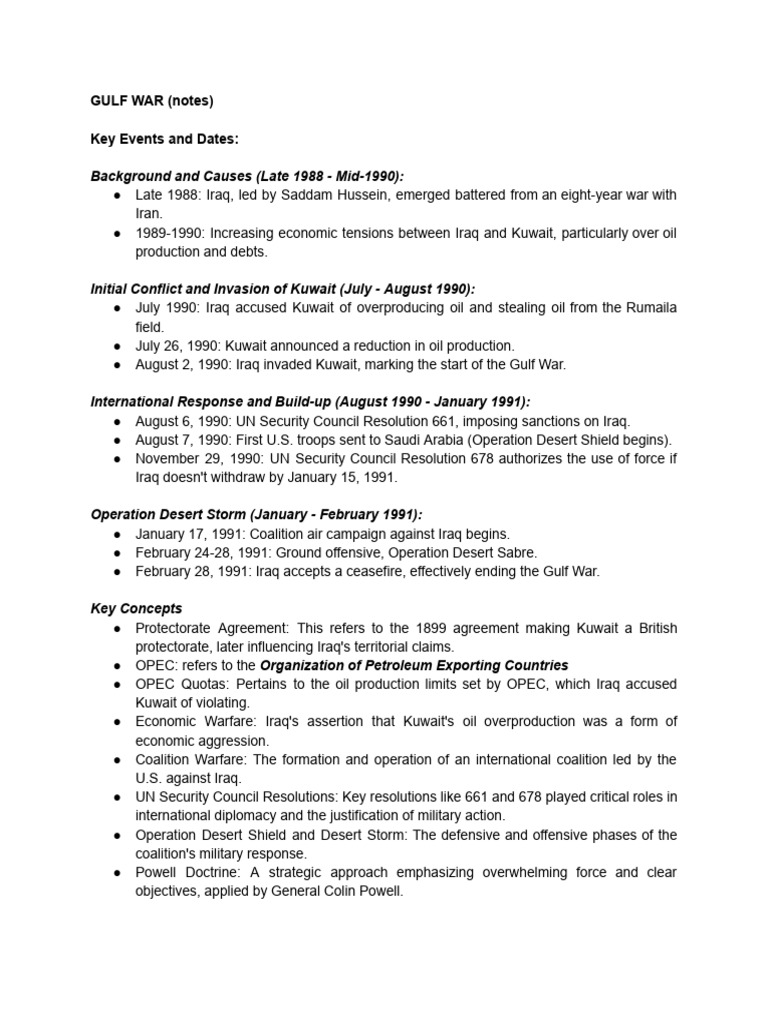 (Notes) Gulf War, Ukraine-Russia War, Israel - Palestine Conflict | PDF ...