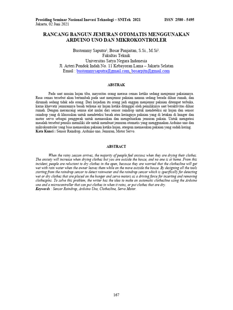 Rancang Bangun Jemuran Otomatis Menggunakan Arduino Uno Dan ...
