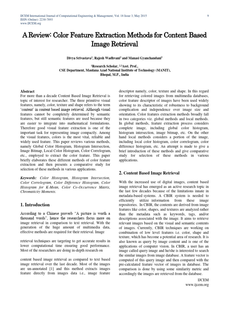 A Review Color Feature Extraction Methods For Content Based Image