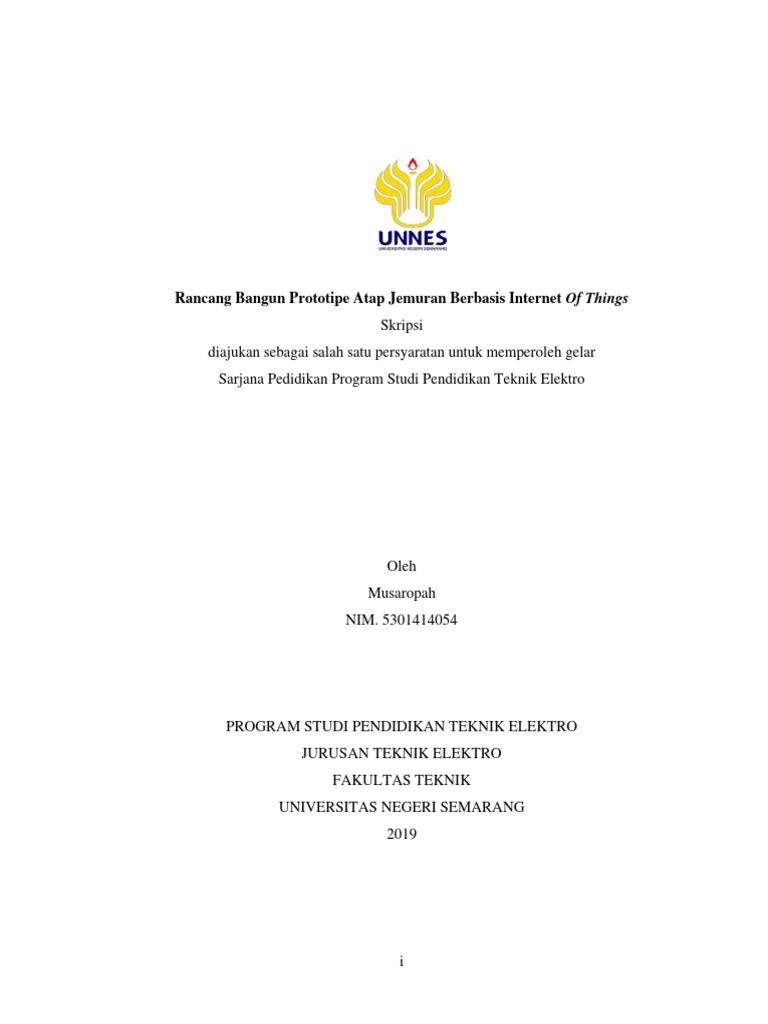 Rancang Bangun Prototipe Atap Jemuran Berbasis Internet Of Things Pdf