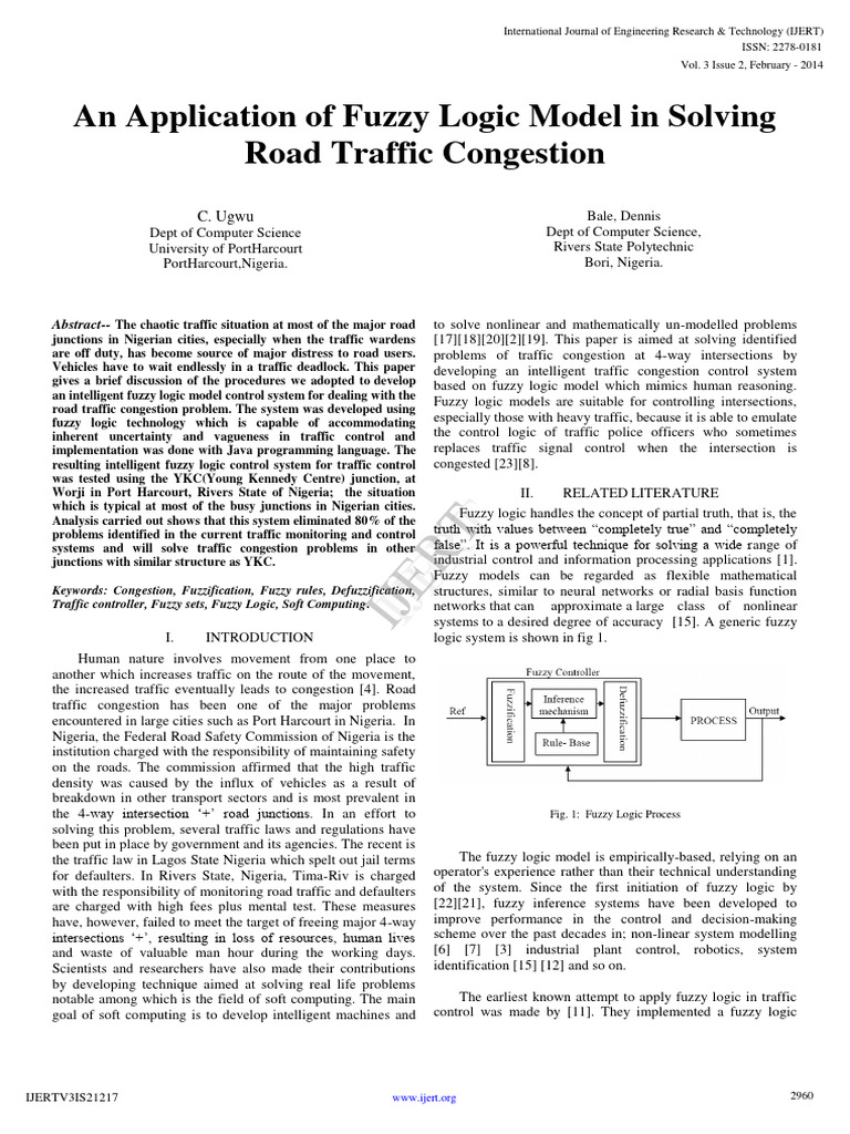 An Application of Fuzzy Logic Model in Solving Road Traffic Congestion | PDF | Fuzzy Logic | Traffic