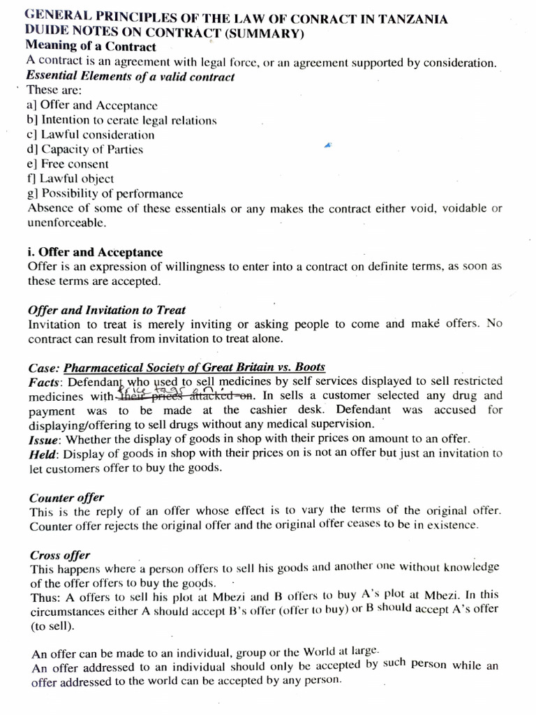 Law Of Contract Notes Pdf Breach Of Contract Damages