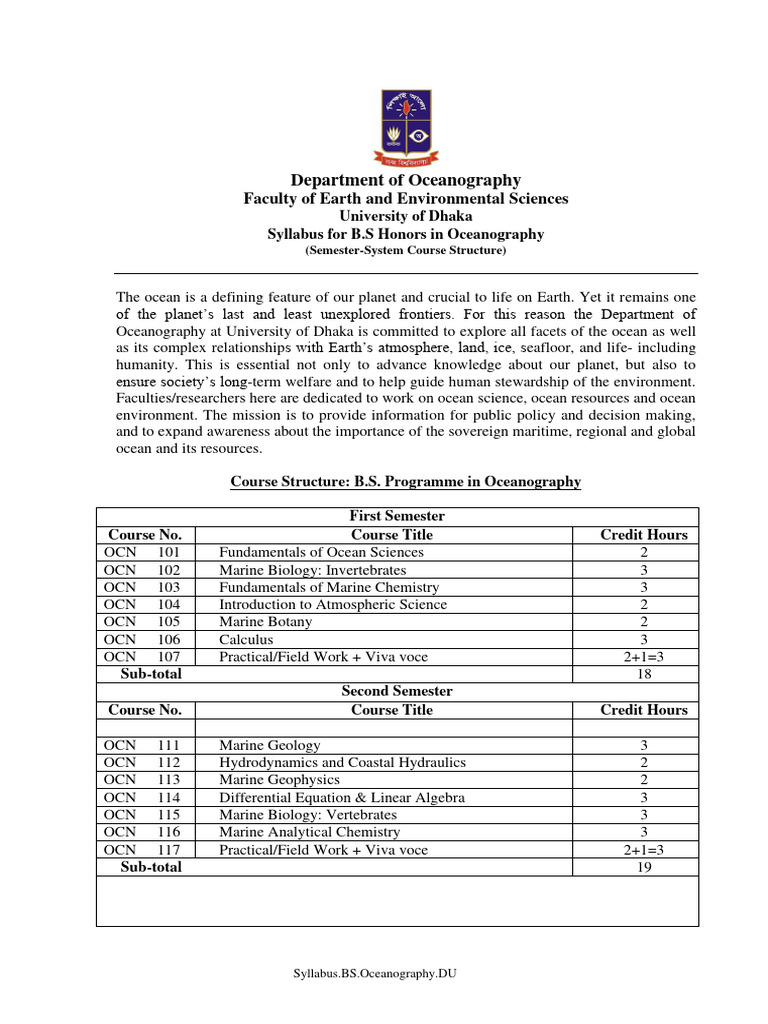 1616129210BS Syllabus | PDF | Course Credit | Oceanography