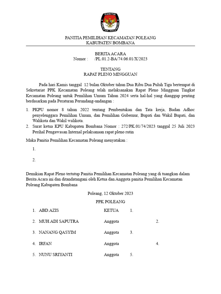 Ba Pleno Mingguan | PDF