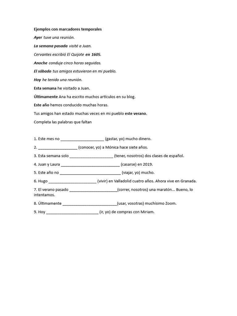 Preterito Perfecto Vs Indefinido | PDF