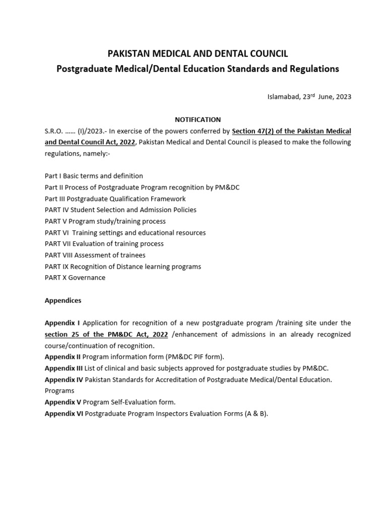 Approved PG Regulations 2023 | PDF | Postgraduate Education | Doctor Of ...