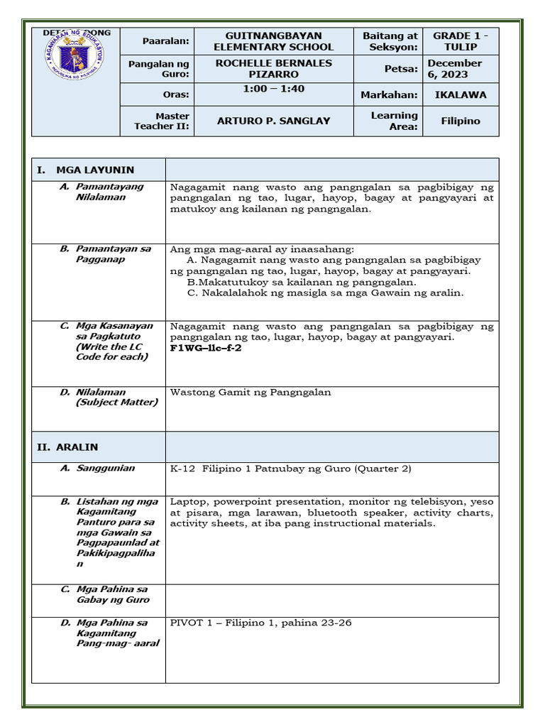 DLP Filipino Q2 Cot 2 | PDF DLP Filipino Q2 Cot 2 | PDF