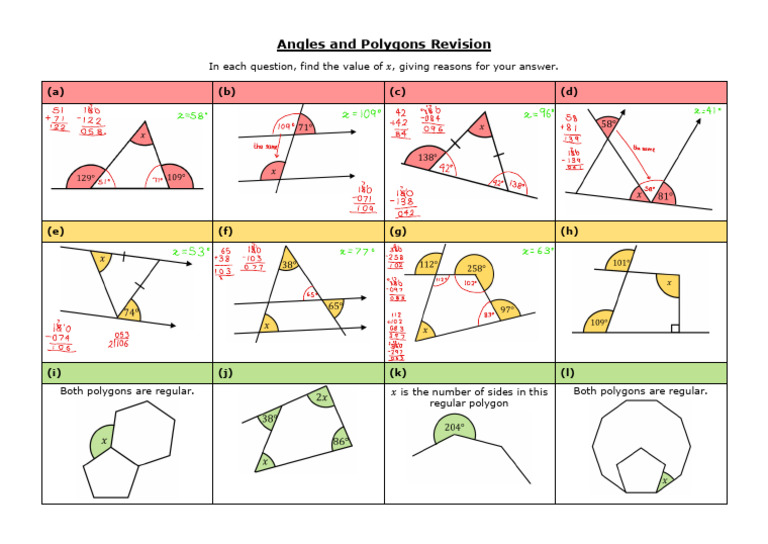 Angles and Polygons Revision Practice Grid | PDF