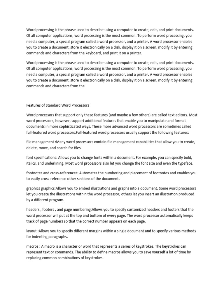 Word Processing | PDF | Word Processor | Typefaces Word Processing | PDF | Word Processor | Typefaces