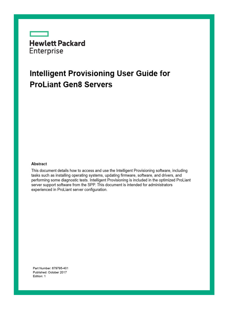 Intelligent Provisioning User Guide For ProLiant Gen8 Servers | PDF ...