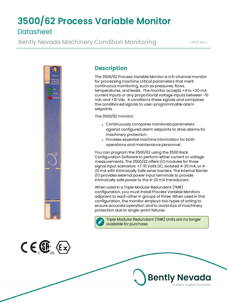3500-62 Process Variable Monitor Datasheet - 141541 | PDF | Electrical ...