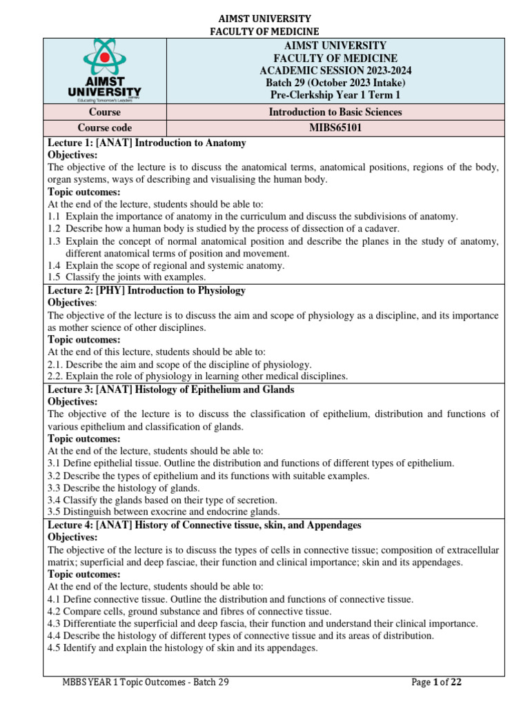 Mibs Learning Outcomes | Download Free PDF | Lymphatic System | Cell Signaling