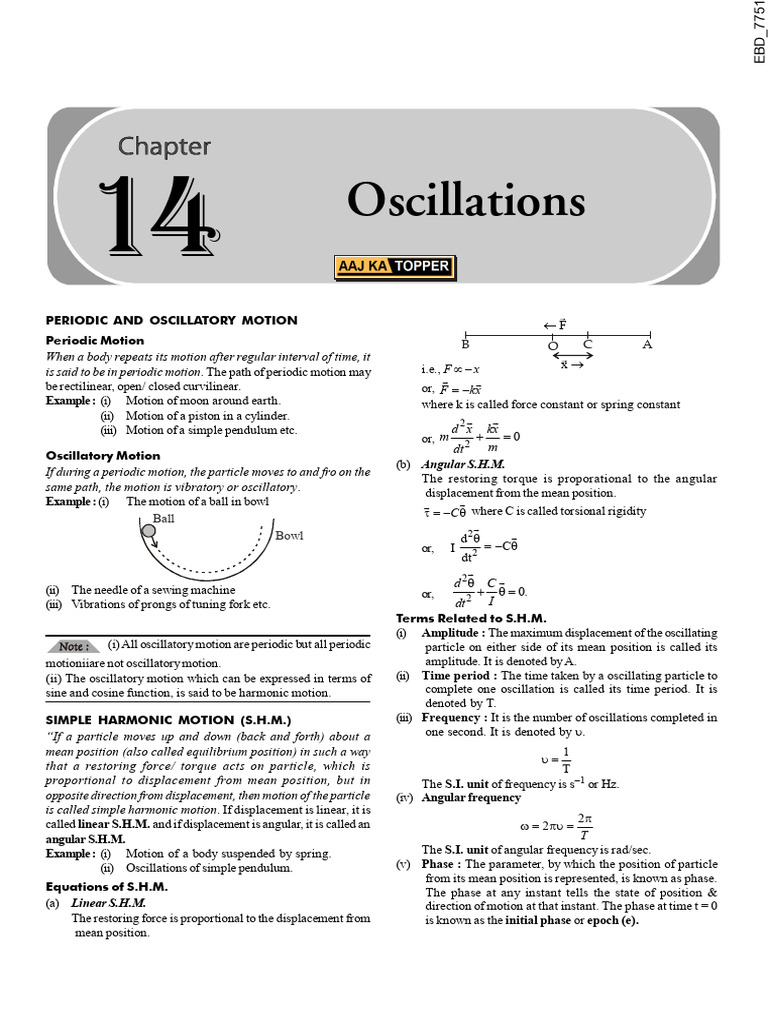 Chapter - 14 Oscillations | PDF | Oscillation | Damping