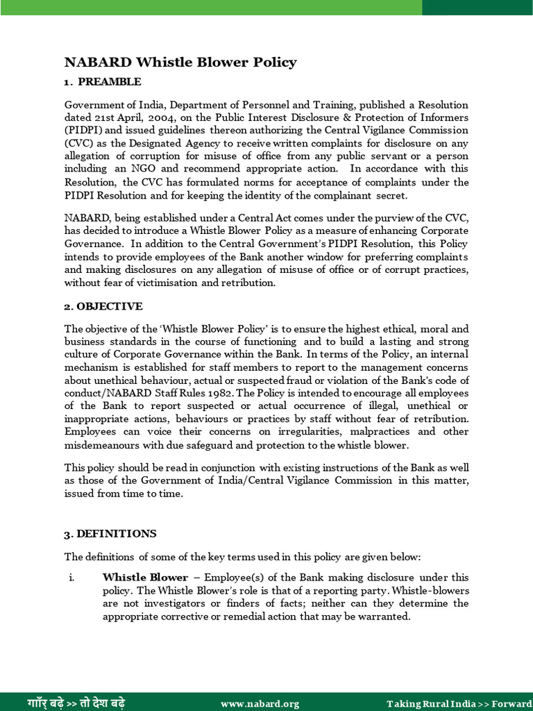 2804233651word Whistle Blower Policy | PDF | Whistleblower | Discovery ...