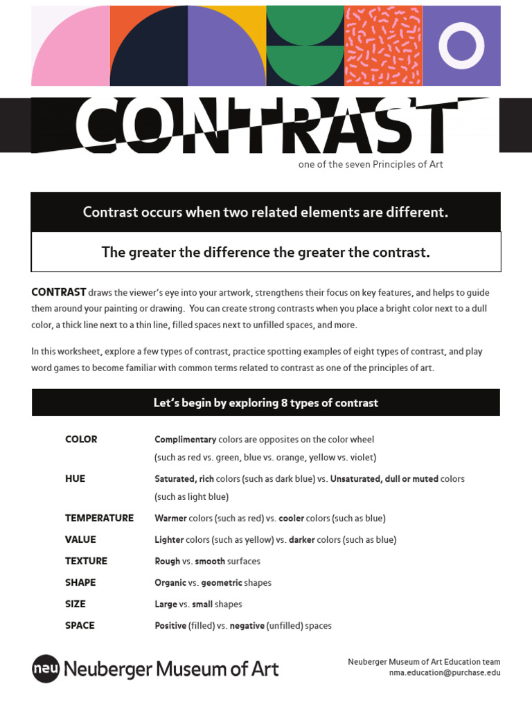 Activity Principles of Art Contrast | PDF | Color | Electromagnetic ...