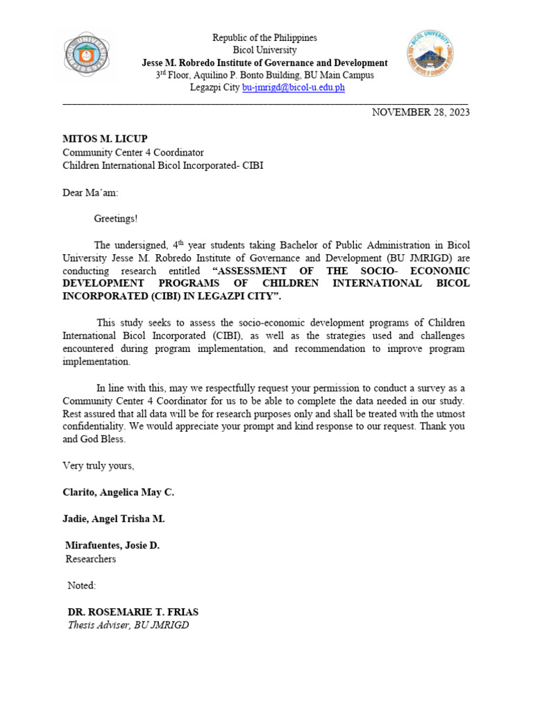 Letter For Cibi - Survey | PDF