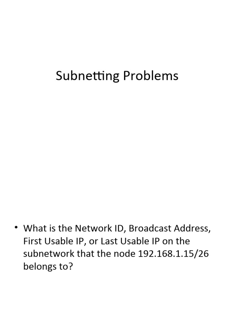 Subnetting Problems Pdf Internet Architecture Computer Networking