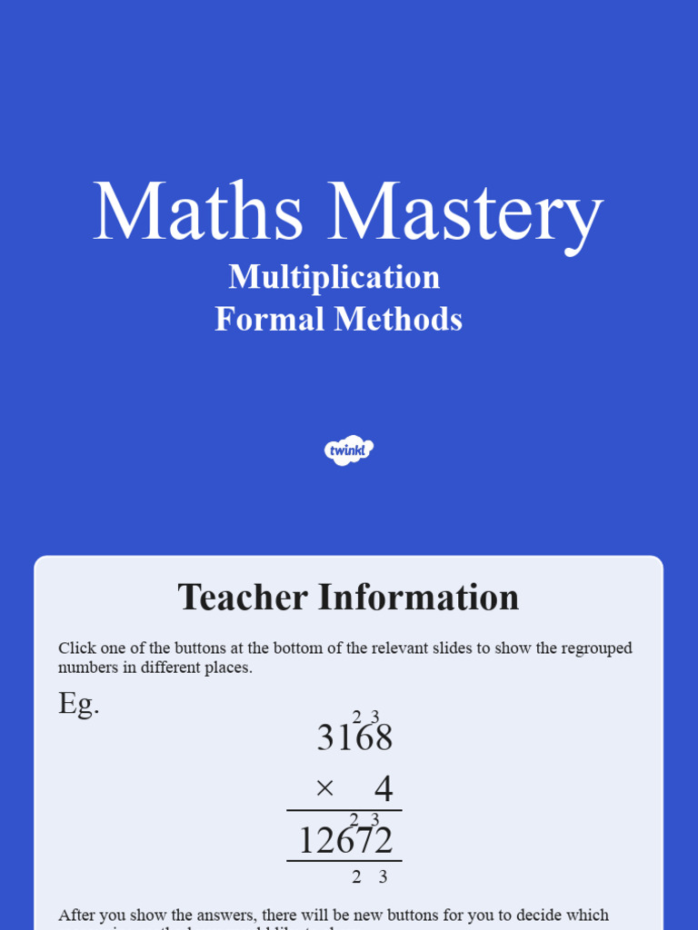 T2 M 1735 Year 5 Multiplication and Division Formal Multiplication Maths Mastery Activities ...