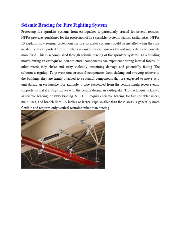 Seismic Bracing For Fire Fighting System | PDF | Pipe (Fluid Conveyance ...