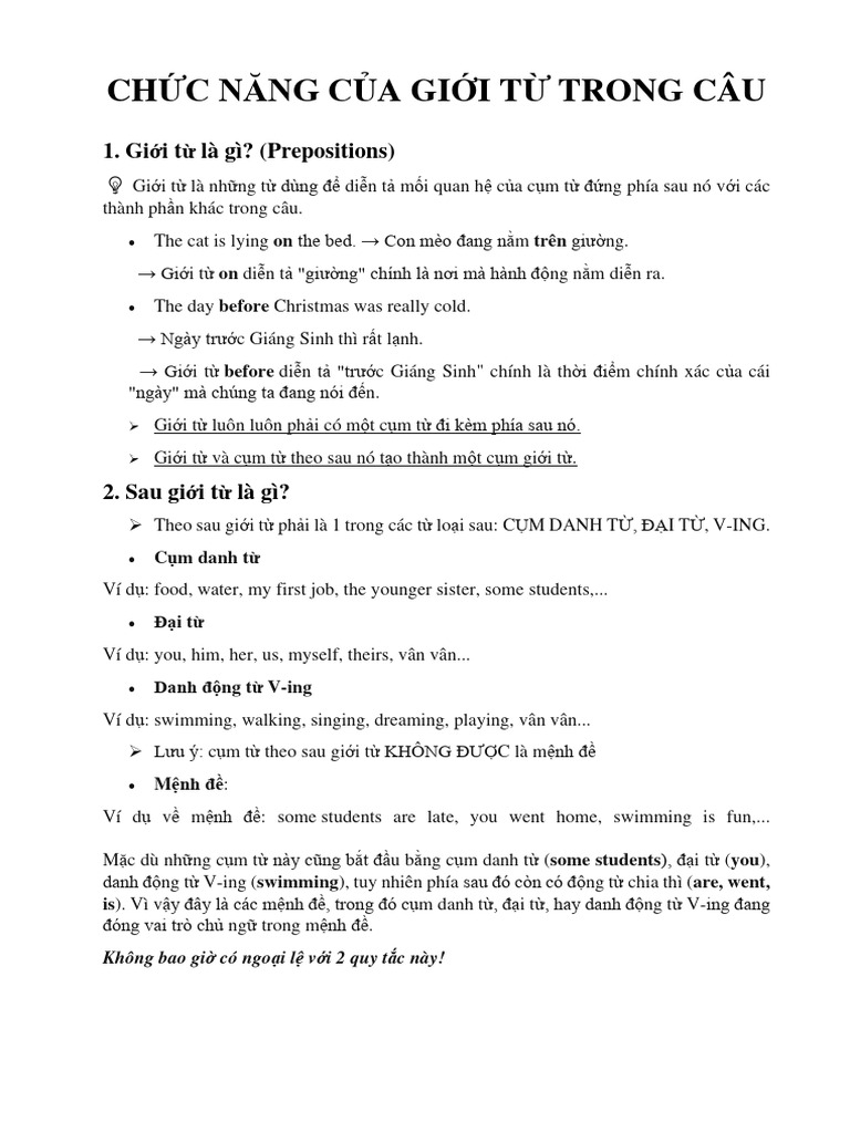 CH C Năng C A Gi I T Trong Câu | PDF