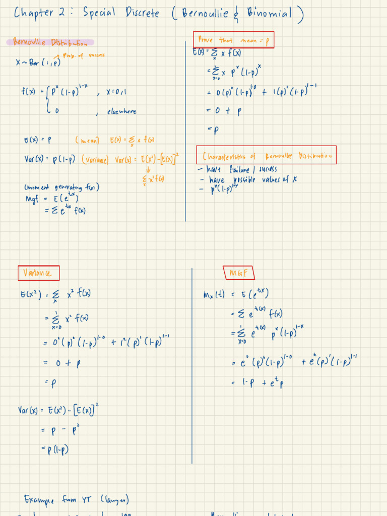 Chapter 2 - Special Discrete (Bernoulli e (Binomial) | PDF ...