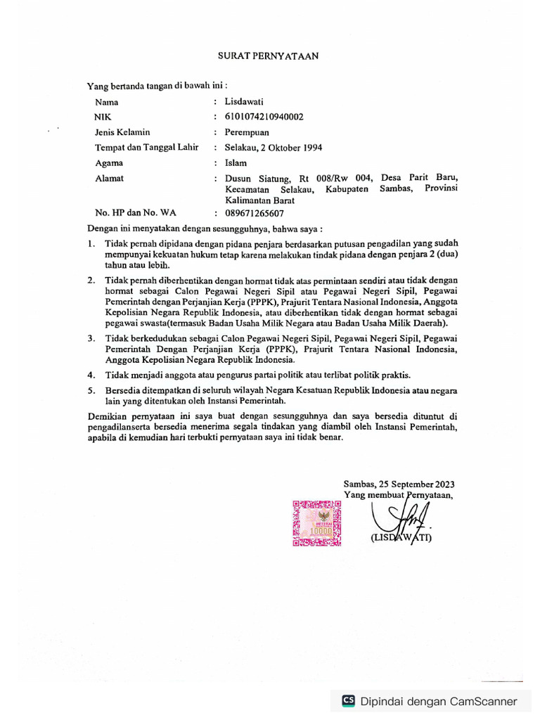 E-Materai Pernyataan | PDF