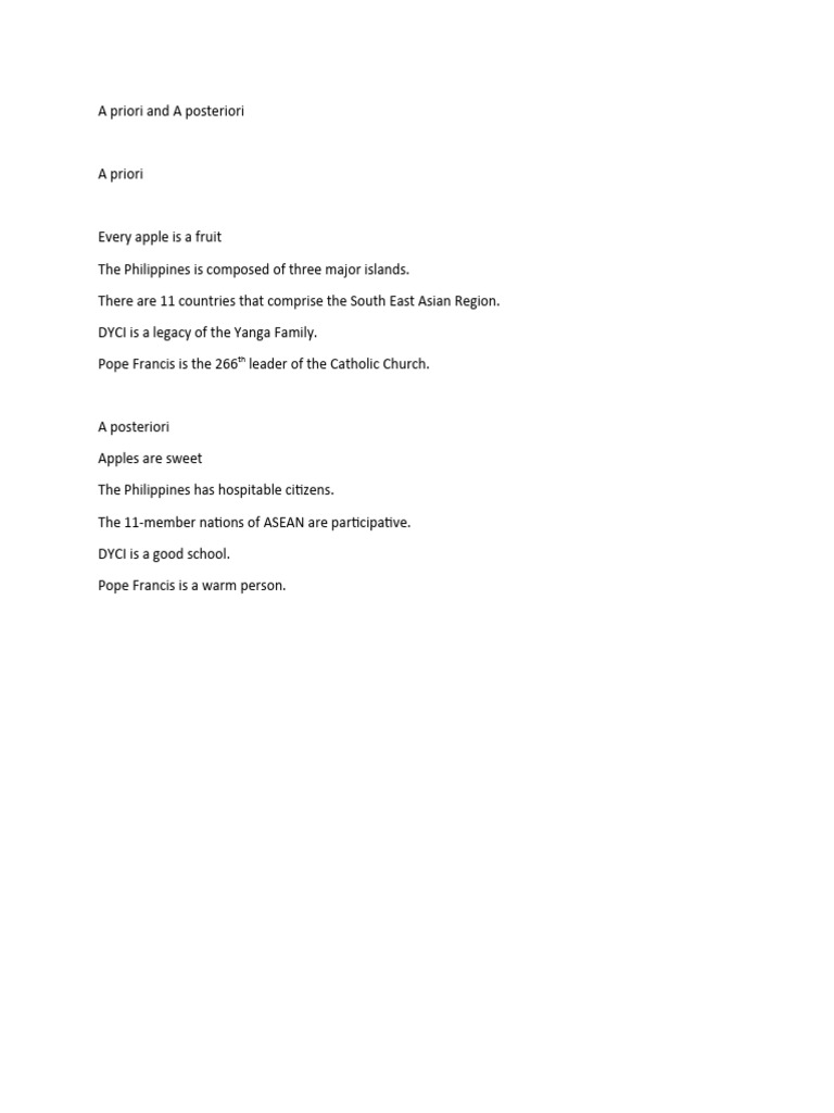 A Priori and A Posteriori | PDF | Inductive Reasoning | Deductive Reasoning