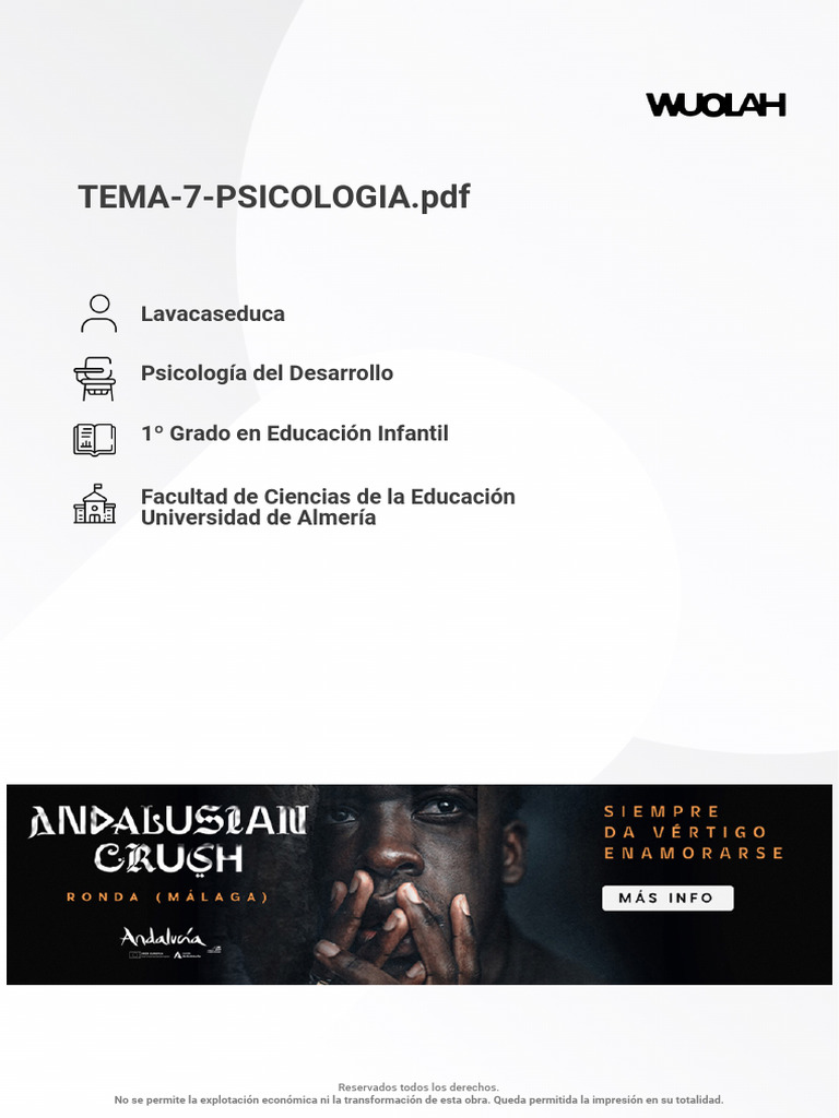 Wuolah Free Tema 7 Psicologia | PDF | Aprendizaje | Adultos
