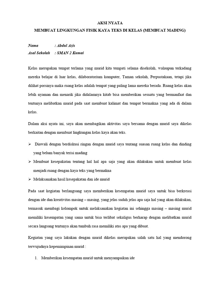 Kelas Kaya Teks: Mading Kolaboratif | PDF | Karier & Perkembangan