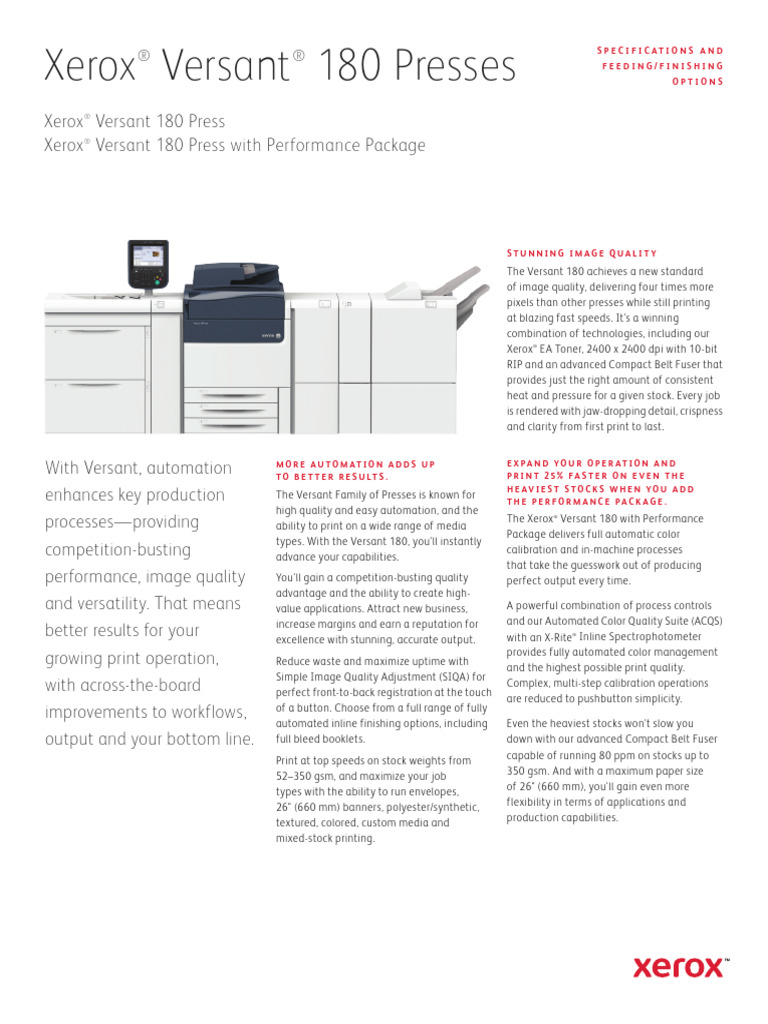 Versant 180 Specifications | PDF | Image Scanner