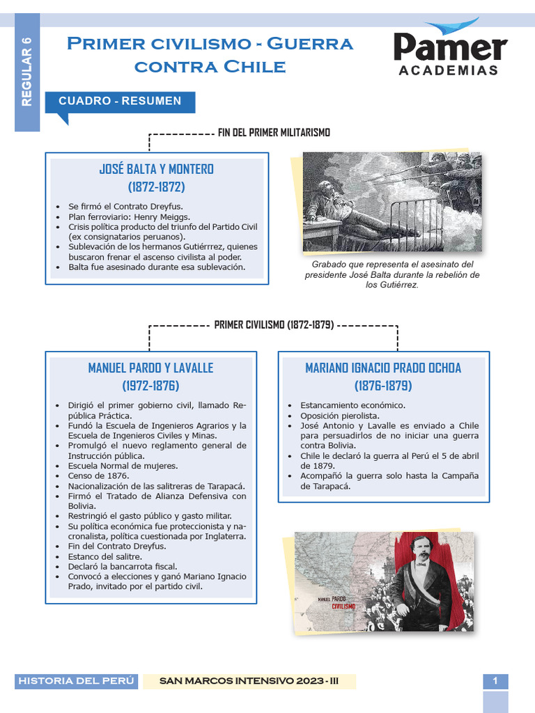 Historia Del Perú - Reg 6 - Primer Civilismo - Guerra Contra Chile ...