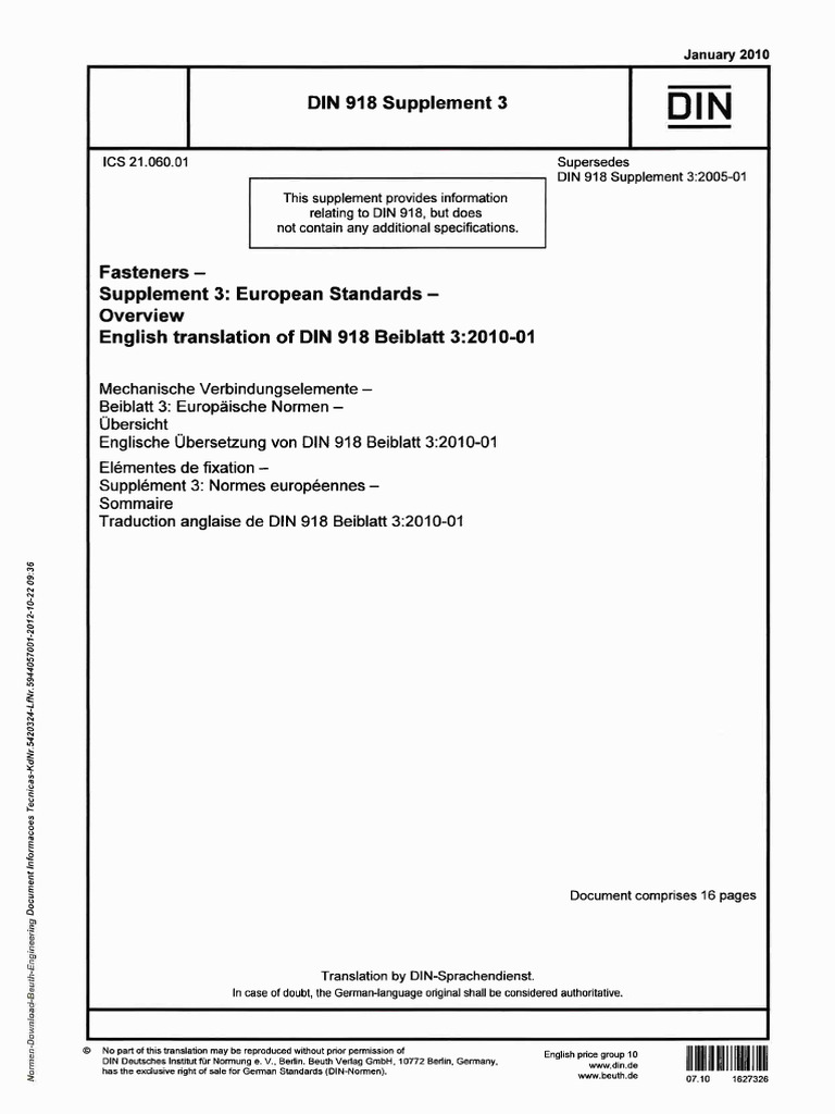 Din 918 - 2010 | PDF
