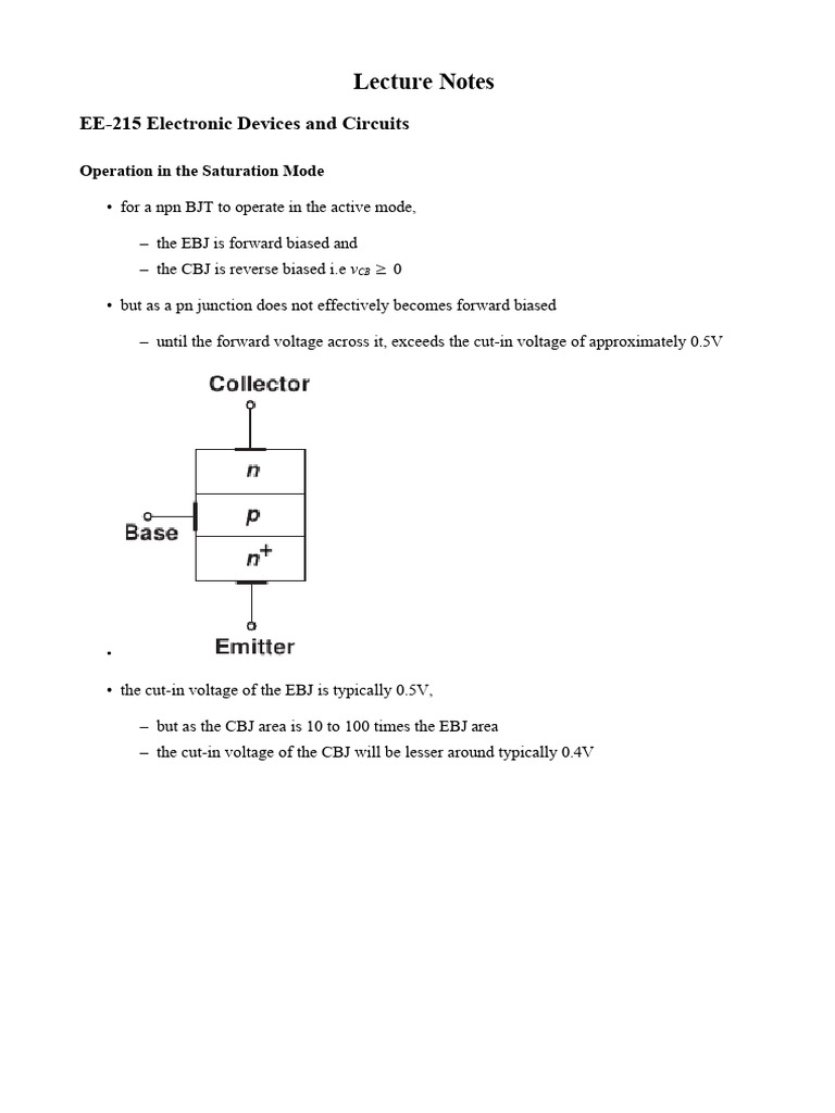 Lecture Notes | PDF | Bipolar Junction Transistor | P–N Junction
